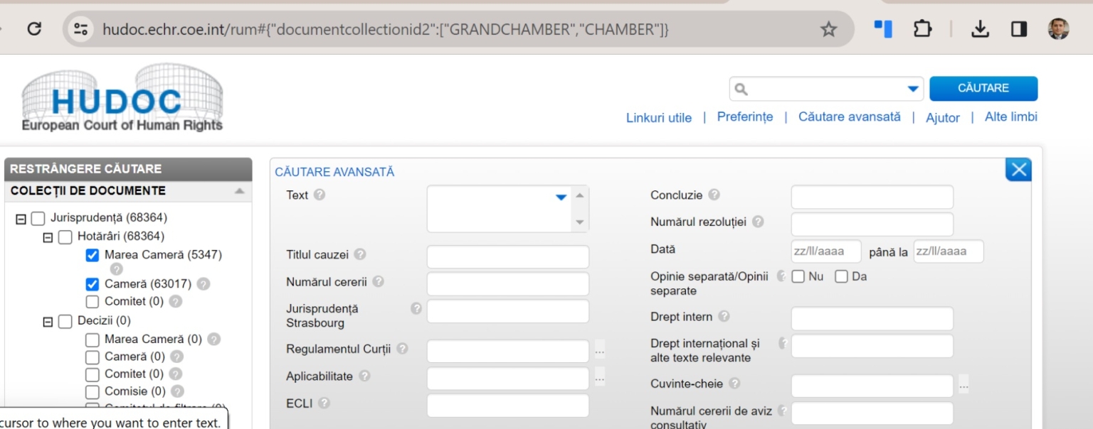 Lansarea interfeței în limba română a bazei de date HUDOC - Juriştii ...